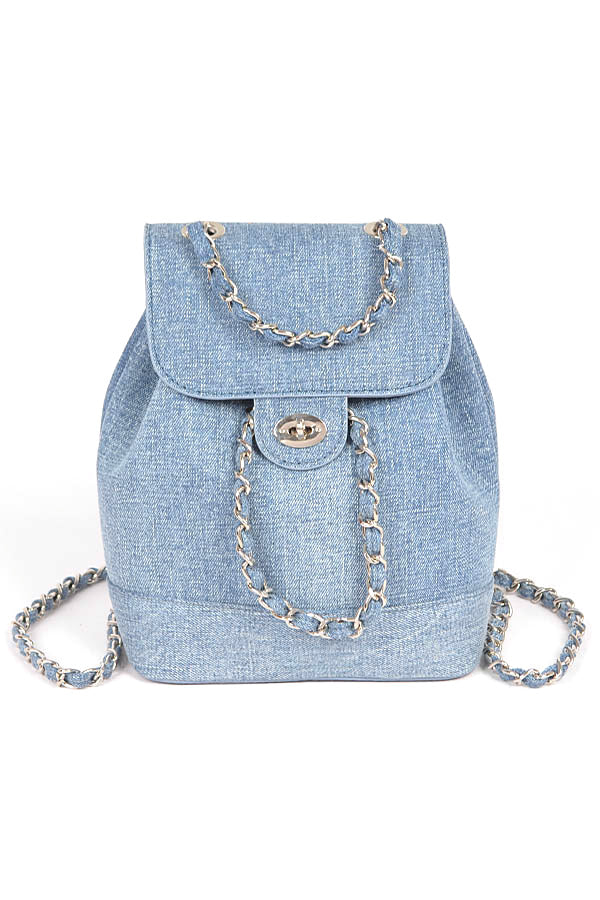 Denim Chain Drawstring Mini Backpack – RARA Boutique